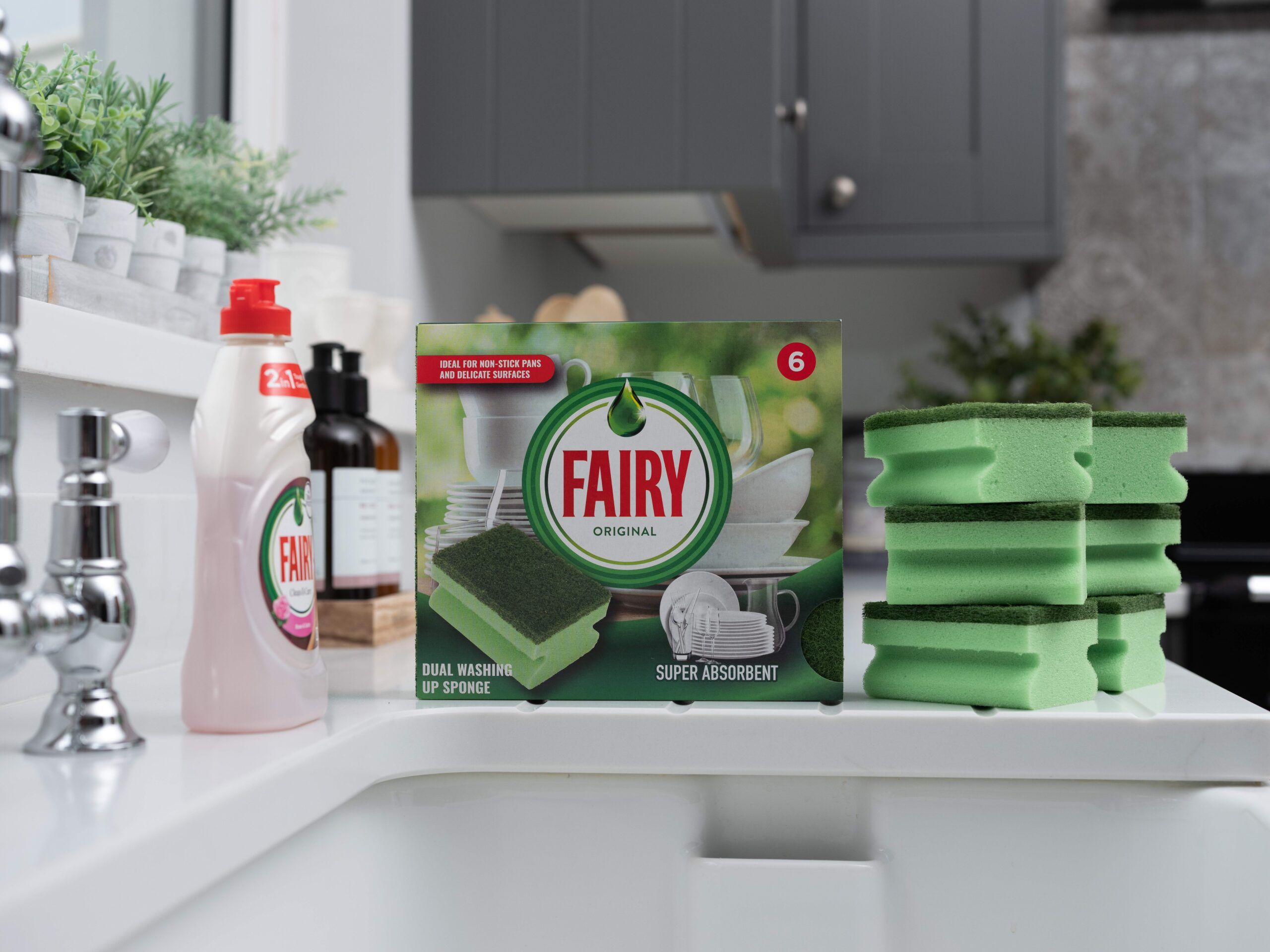 Addis Fairy Dual Sponge Scourer with Crystals 6PK (518942)